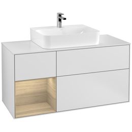 Villeroy & Boch Villeroy und Boch Finion Waschtischunterschrank F161PCMT 120cm, Abdeckplatte white matt, Regal links Oak Veneer, White matt lacquer