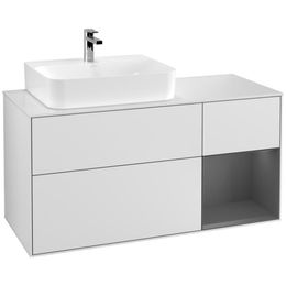 Villeroy & Boch Villeroy und Boch Finion Waschtischunterschrank G151GKMT 120cm, Abdeckplatte white matt, Emotion, Regal links Anthracite matt, White matt lacquer