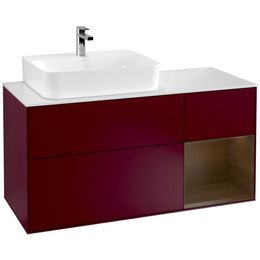 Villeroy & Boch Villeroy und Boch Finion Waschtischunterschrank G151GNHB 120cm, Abdeckplatte white matt, Emotion, Regal links Walnut veneer, Peony Matt