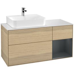 Villeroy & Boch Villeroy und Boch Finion Waschtischunterschrank G151HGPC 120cm, Abdeckplatte white matt, Emotion, Regal links Midnight Blue Matt Lacquer, Oak Veneer