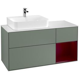 Villeroy & Boch Villeroy und Boch Finion Waschtischunterschrank G151HBGM 120cm, Abdeckplatte white matt, Emotion, Regal links Peony, Olive Matt Lacquer