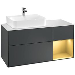 Villeroy & Boch Villeroy und Boch Finion Waschtischunterschrank G151HFHG 120cm, Abdeckplatte white matt, Emotion, Regal links Gold matt, Midnight Blue Matt Lacquer