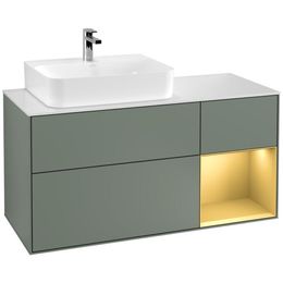 Villeroy & Boch Villeroy und Boch Finion Waschtischunterschrank G151HFGM 120cm, Abdeckplatte white matt, Emotion, Regal links Gold matt, Olive Matt Lacquer