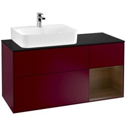 Villeroy & Boch Villeroy und Boch Finion Waschtischunterschrank G152GNHB 120cm, Abdeckplatte black matt, Emotion, Regal links Walnut veneer, Peony Matt