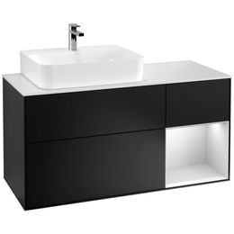 Villeroy & Boch Villeroy und Boch Finion Waschtischunterschrank F151MTPD 120cm, Abdeckplatte white matt, Regal rechts White matt lacquer, Black matt lacquer