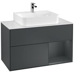 Villeroy & Boch Villeroy und Boch Finion Waschtischunterschrank G121HGHG 100cm, Abdeckplatte white matt, Emotion, Regal rechts Midnight Blue Matt Lacquer, Midnight Blue Matt Lacquer