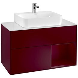 Villeroy & Boch Villeroy und Boch Finion Waschtischunterschrank F121HBHB 100cm, Abdeckplatte wei&szlig; matt, Regal rechts Peony, Peony Matt