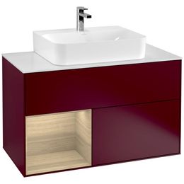 Villeroy & Boch Villeroy und Boch Finion Waschtischunterschrank G111PCHB 100cm, Abdeckplatte white matt, Emotion, Regal links Oak Veneer, Peony Matt