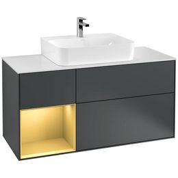 Villeroy & Boch Villeroy und Boch Finion Waschtischunterschrank G161HFHG 120cm, Abdeckplatte white matt, Emotion, Regal links Gold matt, Midnight Blue Matt Lacquer