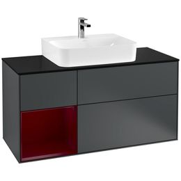 Villeroy & Boch Villeroy und Boch Finion Waschtischunterschrank G162HBHG 120cm, Abdeckplatte black matt, Emotion, Regal links Peony, Midnight Blue Matt Lacquer