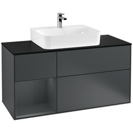Villeroy & Boch Villeroy und Boch Finion Waschtischunterschrank G162HGHG 120cm, Abdeckplatte black matt, Emotion, Regal links Midnight Blue Matt Lacquer, Midnight Blue Matt Lacquer