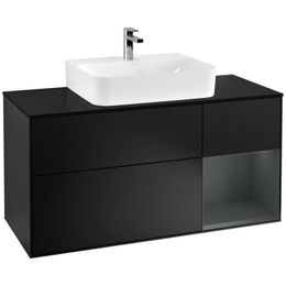 Villeroy & Boch Villeroy und Boch Finion Waschtischunterschrank F172HGPD 120cm, Abdeckplatte black matt, Regal rechts Midnight Blue Matt Lacquer, Black matt lacquer