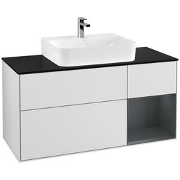 Villeroy & Boch Villeroy und Boch Finion Waschtischunterschrank F172HGMT 120cm, Abdeckplatte black matt, Regal rechts Midnight Blue Matt Lacquer, White matt lacquer