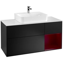 Villeroy & Boch Villeroy und Boch Finion Waschtischunterschrank F171HBPD 120cm, Abdeckplatte white matt, Regal rechts Peony, Black matt lacquer