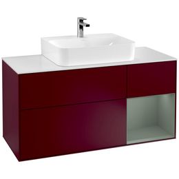 Villeroy & Boch Villeroy und Boch Finion Waschtischunterschrank F171GMHB 120cm, Abdeckplatte white matt, Regal rechts Olive Matt Lacquer, Peony Matt