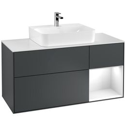 Villeroy & Boch Villeroy und Boch Finion Waschtischunterschrank F171GFHG 120cm, Abdeckplatte white matt, Regal rechts Glossy white lacquer, Midnight Blue Matt Lacquer