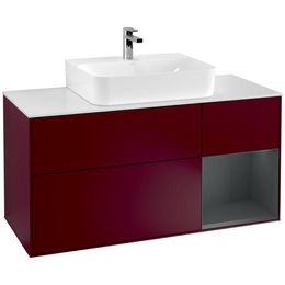 Villeroy & Boch Villeroy und Boch Finion Waschtischunterschrank F171HGHB 120cm, Abdeckplatte white matt, Regal rechts Midnight Blue Matt Lacquer, Peony Matt