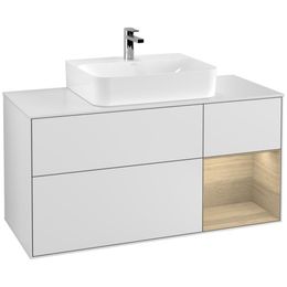Villeroy & Boch Villeroy und Boch Finion Waschtischunterschrank F171PCMT 120cm, Abdeckplatte white matt, Regal rechts Oak Veneer, White matt lacquer