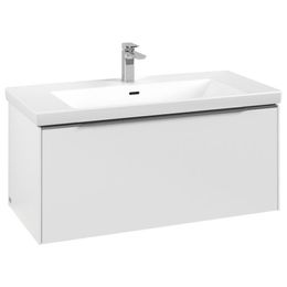Villeroy & Boch Villeroy und Boch Subway 3.0 Waschtisch-Unterschrank C569L0VF 97,3x42,9x47,8cm, mit LED/Griff Aluminium gl&auml;nzend, pure white