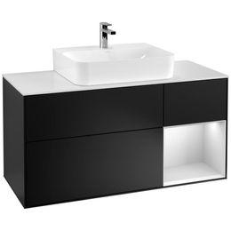 Villeroy & Boch Villeroy und Boch Finion Waschtischunterschrank G171MTPD 120cm, Abdeckplatte white matt, Emotion, Regal rechts White matt lacquer, Black matt lacquer