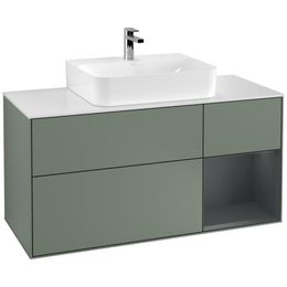 Villeroy & Boch Villeroy und Boch Finion Waschtischunterschrank G171HGGM 120cm, Abdeckplatte white matt, Emotion, Regal rechts Midnight Blue Matt Lacquer, Olive Matt Lacquer