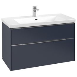 Villeroy & Boch Villeroy und Boch Subway 3.0 Waschtisch-Unterschrank C57000VQ 97,3x57,6x47,8cm, ohne LED/Griff Aluminium gl&auml;nzend, marine blue