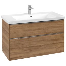 Villeroy & Boch Villeroy und Boch Subway 3.0 Waschtisch-Unterschrank C570L0RH 97,3x57,6x47,8cm, mit LED/Griff Aluminium gl&auml;nzend, kansas oak