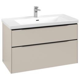 Villeroy & Boch Villeroy und Boch Subway 3.0 Waschtisch-Unterschrank C570L1VN 97,3x57,6x47,8cm, mit LED/Griff Volcano black, cashmere grey