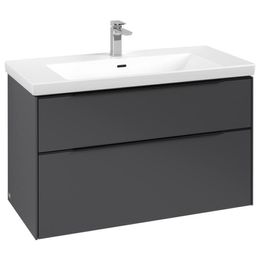 Villeroy & Boch Villeroy und Boch Subway 3.0 Waschtisch-Unterschrank C57001VR 97,3x57,6x47,8cm, ohne LED/Griff Volcano black, graphite