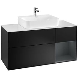 Villeroy & Boch Villeroy und Boch Finion Waschtischunterschrank G171HGPD 120cm, Abdeckplatte white matt, Emotion, Regal rechts Midnight Blue Matt Lacquer, Black matt lacquer