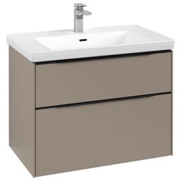 Villeroy & Boch Villeroy und Boch Subway 3.0 Waschtisch-Unterschrank C574L1VM 77,2x57,6x47,8cm, mit LED/Griff Volcano black, taupe