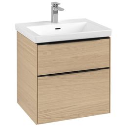 Villeroy & Boch Villeroy und Boch Subway 3.0 Waschtisch-Unterschrank C578L1VJ 57,2x57,6x47,8cm, mit LED/Griff Volcano black, nordic oak