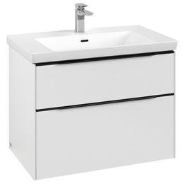 Villeroy & Boch Villeroy und Boch Subway 3.0 Waschtisch-Unterschrank C574L1VF 77,2x57,6x47,8cm, mit LED/Griff Volcano black, pure white