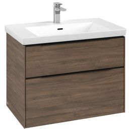Villeroy & Boch Villeroy und Boch Subway 3.0 Waschtisch-Unterschrank C57401VH 77,2x57,6x47,8cm, ohne LED/Griff Volcano black, arizona oak