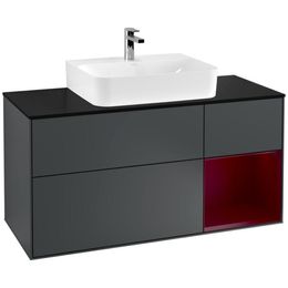 Villeroy & Boch Villeroy und Boch Finion Waschtischunterschrank G172HBHG 120cm, Abdeckplatte black matt, Emotion, Regal rechts Peony, Midnight Blue Matt Lacquer