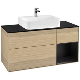 Villeroy & Boch Villeroy und Boch Finion Waschtischunterschrank G172PDPC 120cm, Abdeckplatte black matt, Emotion, Regal rechts Black matt lacquer, Oak Veneer