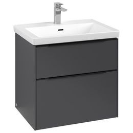 Villeroy & Boch Villeroy und Boch Subway 3.0 Waschtisch-Unterschrank C576L1VR 62,2x57,6x47,8cm, mit LED/Griff Volcano black, graphite