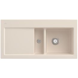 Villeroy & Boch Villeroy & Boch Subway 60 Einbausp&uuml;le 671201FU rechts, 1000 x 510 mm, mit Ablaufgarnitur und Handbet&auml;tigung, Ivory