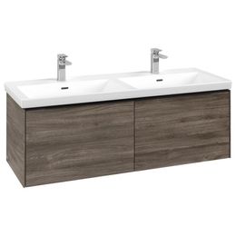 Villeroy & Boch Villeroy und Boch Subway 3.0 Waschtisch-Unterschrank C567L1RK 127,2x42,9x47,8cm, mit LED/Griff Volcano black, stone oak
