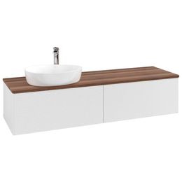Villeroy & Boch Villeroy und Boch Antao Waschtisch-Unterschrank K37152GF 160x36x50cm, Hahnlochbohrung, Waschbeckenplattenfarbe warm walnut, glossy white lacquer