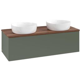Villeroy & Boch Villeroy und Boch Antao Waschtisch-Unterschrank L35012HL 120x36x50cm, Waschbeckenplattenfarbe warm walnut, leaf green matt lacquer