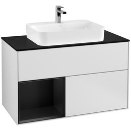 Villeroy & Boch Villeroy und Boch Finion Waschtischunterschrank F362PDMT 100cm, Abdeckplatte black matt, Regal links Black matt lacquer, White matt lacquer