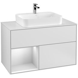 Villeroy & Boch Villeroy und Boch Finion Waschtischunterschrank F361MTMT 100cm, Abdeckplatte white matt, Regal links White matt lacquer, White matt lacquer