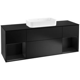 Villeroy & Boch Villeroy und Boch Finion Waschtischunterschrank G332PDPD 160cm, Abdeckplatte black matt, Emotion, Regale Black matt lacquer, Black matt lacquer