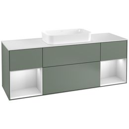 Villeroy & Boch Villeroy und Boch Finion Waschtischunterschrank G331MTGM 160cm, Abdeckplatte white matt, Emotion, Regale White matt lacquer, Olive Matt Lacquer