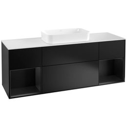 Villeroy & Boch Villeroy und Boch Finion Waschtischunterschrank G331PDPD 160cm, Abdeckplatte white matt, Emotion, Regale Black matt lacquer, Black matt lacquer