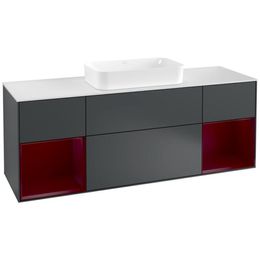 Villeroy & Boch Villeroy und Boch Finion Waschtischunterschrank G331HBHG 160cm, Abdeckplatte white matt, Emotion, Regale Peony matt lacquer, Midnight Blue Matt Lacquer