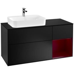 Villeroy & Boch Villeroy und Boch Finion Waschtischunterschrank G402HBPD 120cm, Abdeckplatte black matt, Emotion, Regal rechts Peony, Black matt lacquer
