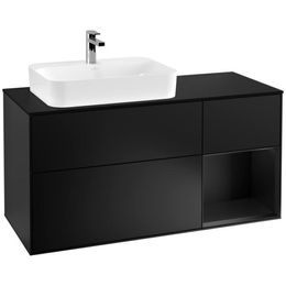 Villeroy & Boch Villeroy und Boch Finion Waschtischunterschrank F402PDPD 120cm, Abdeckplatte black matt, Regal rechts Black matt lacquer, Black matt lacquer