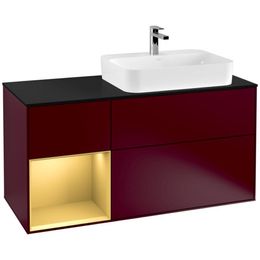 Villeroy & Boch Villeroy und Boch Finion Waschtischunterschrank G392HFHB 120cm, Abdeckplatte black matt, Emotion, Regal links Gold matt, Peony Matt